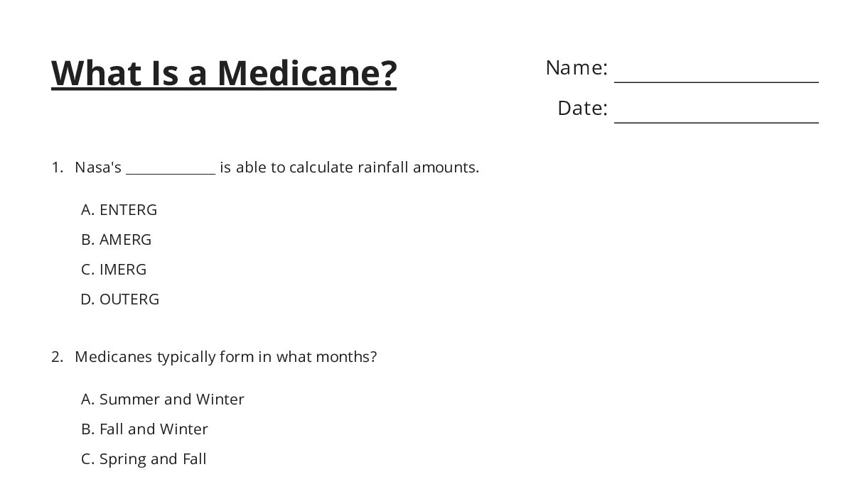 What Is a Medicane? - My Worksheet Maker: Create Your Own Worksheets