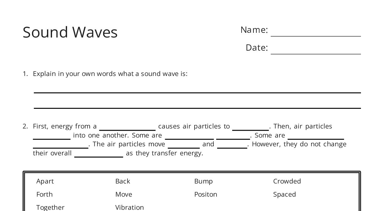 Sound Waves - My Worksheet Maker: Create Your Own Worksheets