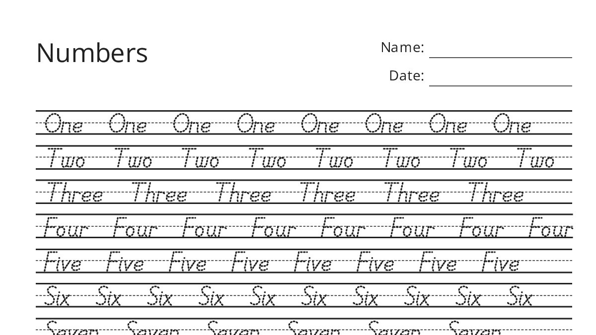 Numbers - My Worksheet Maker: Create Your Own Worksheets