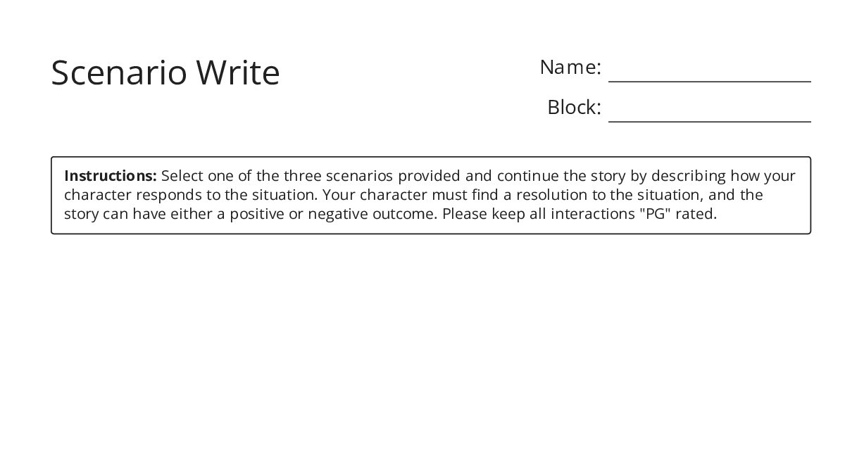 Scenario Write - My Worksheet Maker: Create Your Own Worksheets