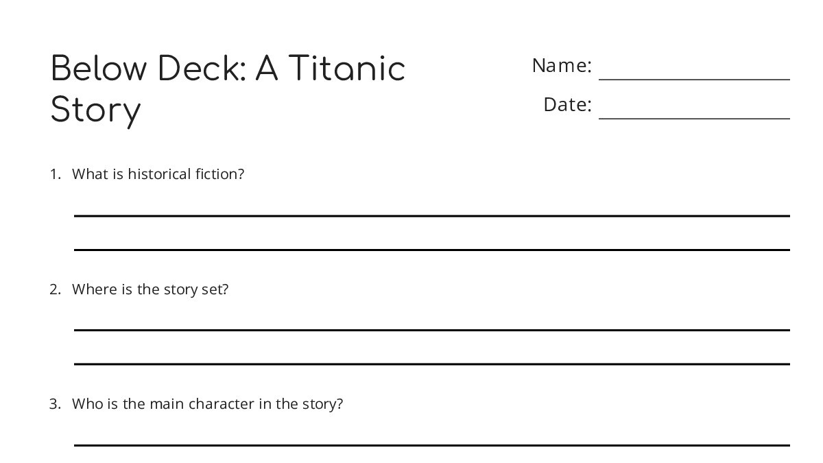 Below Deck: A Titanic Story - My Worksheet Maker: Create Your Own ...