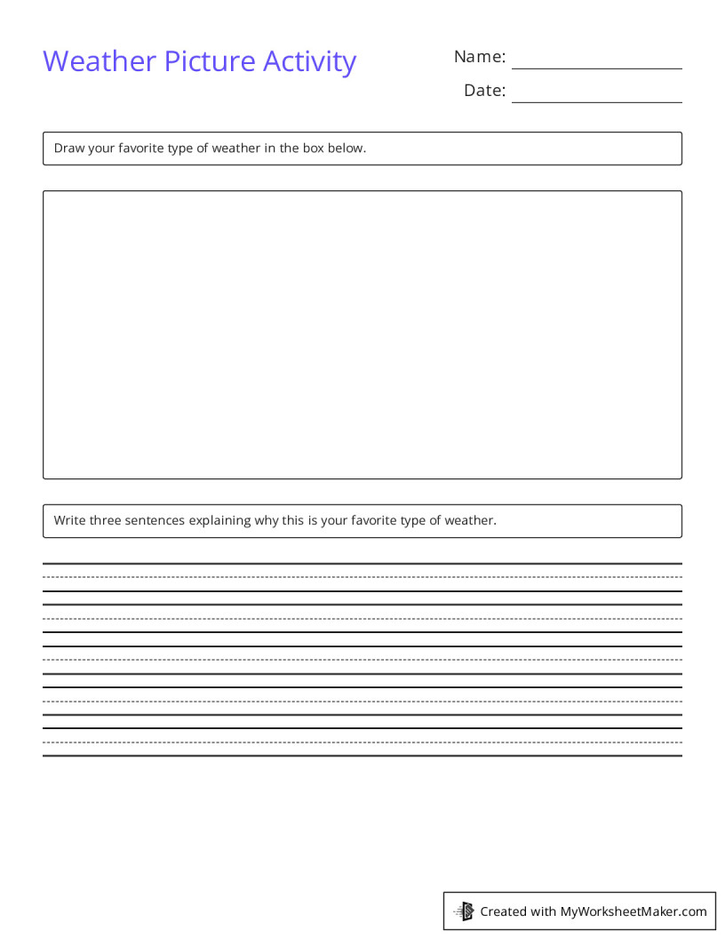 Weather Picture Activity - My Worksheet Maker: Create Your Own Worksheets