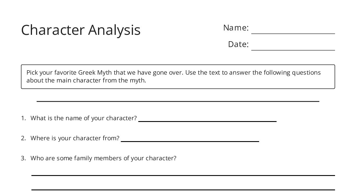Character Analysis - My Worksheet Maker: Create Your Own Worksheets