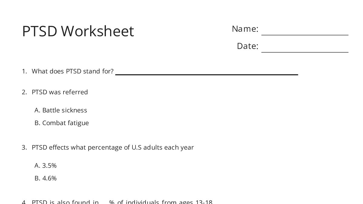 PTSD Worksheet - My Worksheet Maker: Create Your Own Worksheets