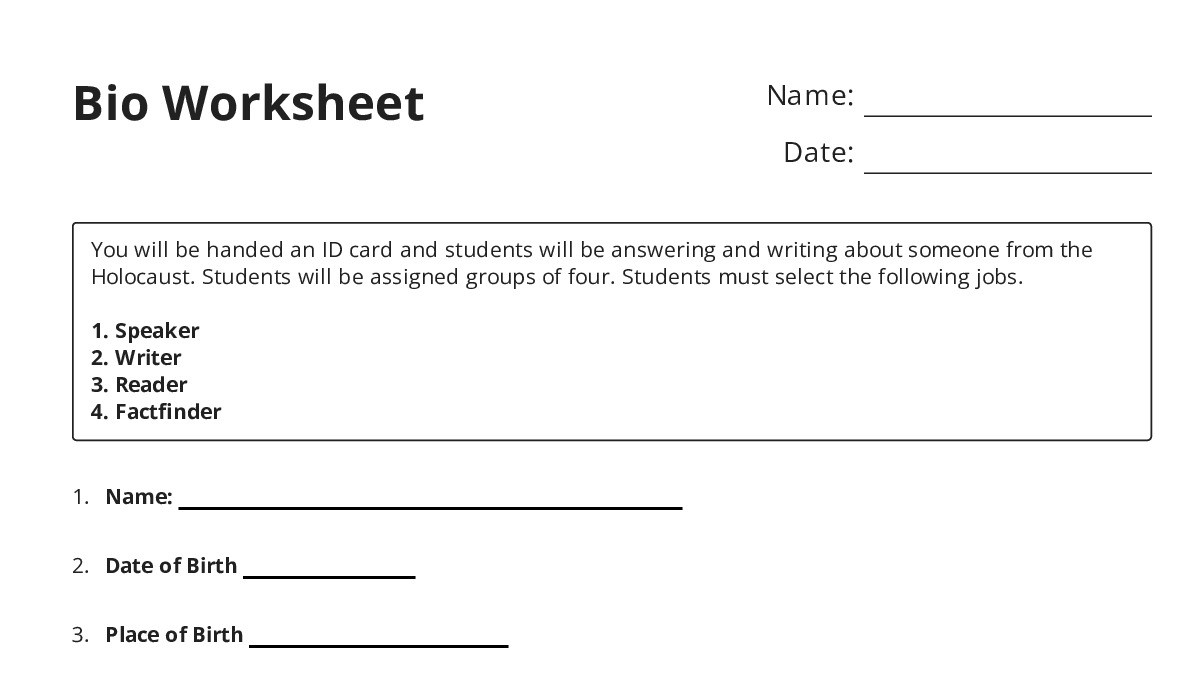 Bio Worksheet﻿ - My Worksheet Maker: Create Your Own Worksheets