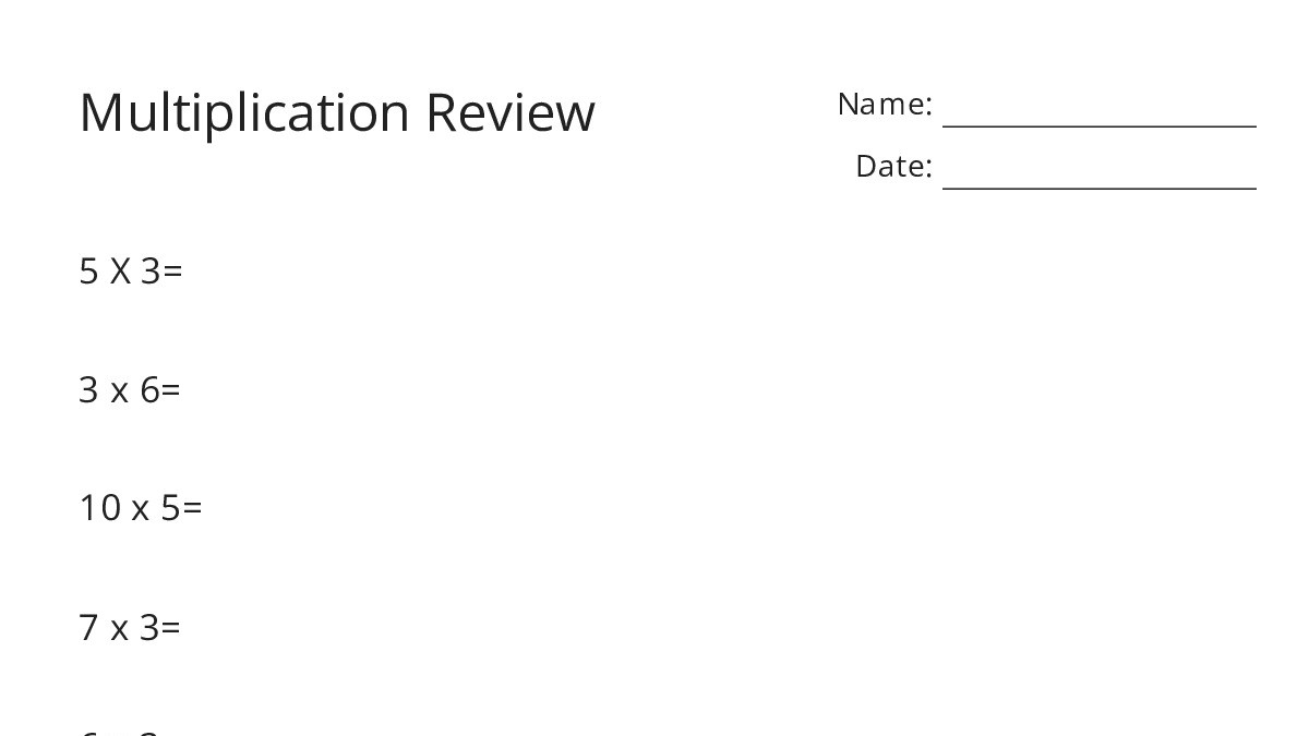 Multiplication Review - My Worksheet Maker: Create Your Own Worksheets