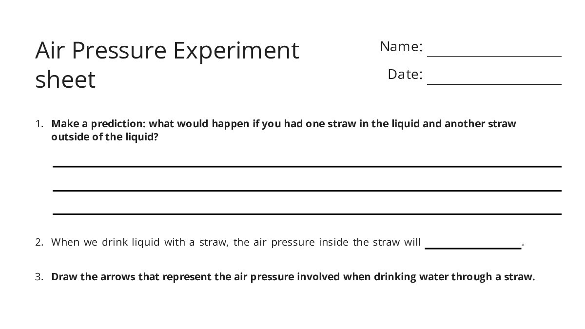 Air Pressure Experiment sheet - My Worksheet Maker: Create Your Own ...