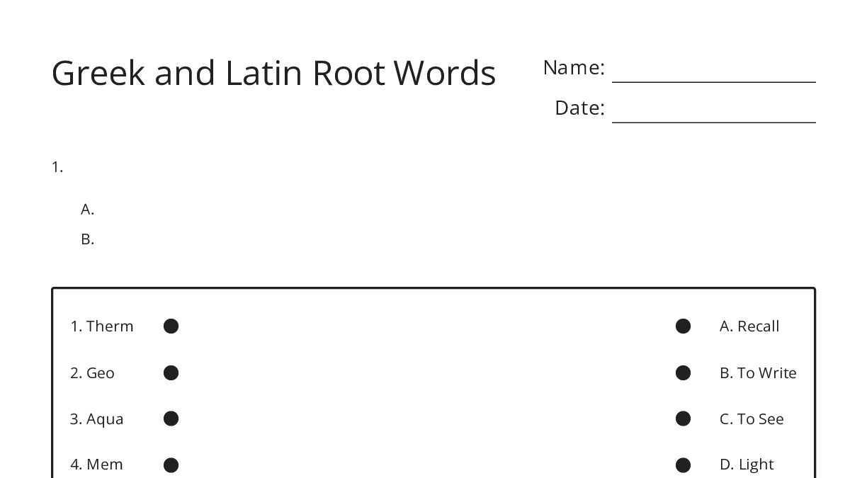 Greek and Latin Root Words - My Worksheet Maker: Create Your Own Worksheets