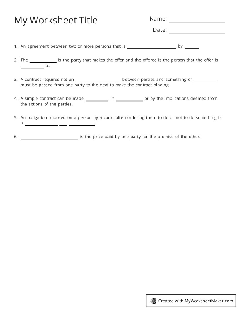 My Worksheet Title - My Worksheet Maker: Create Your Own Worksheets