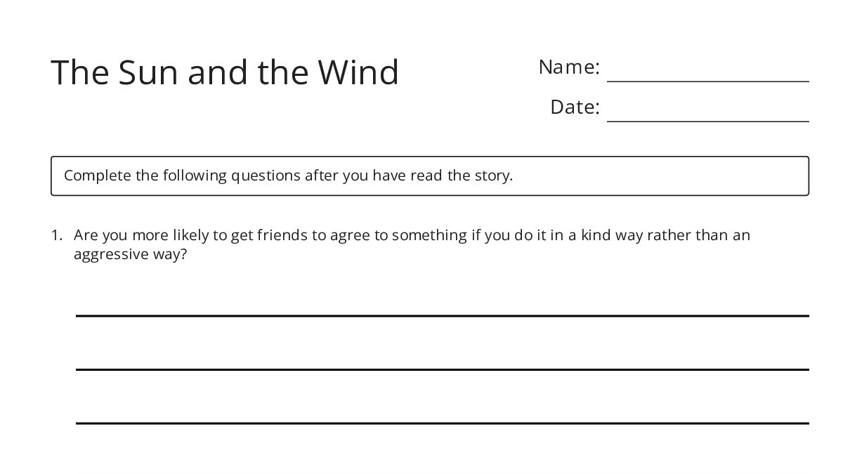 The Sun and the Wind - My Worksheet Maker: Create Your Own Worksheets