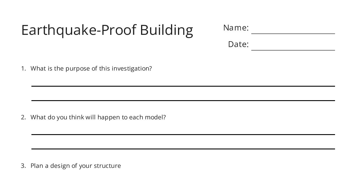 Earthquake-Proof Building - My Worksheet Maker: Create Your Own Worksheets