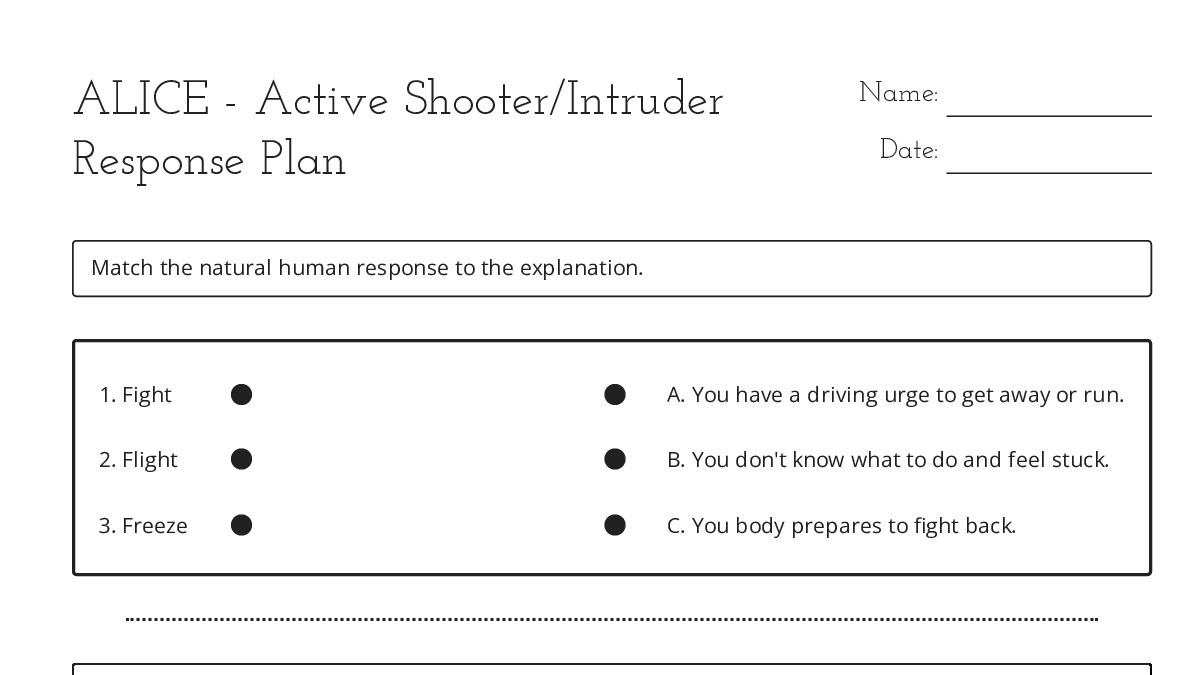 ALICE - Active Shooter/Intruder Response Plan - My Worksheet Maker ...