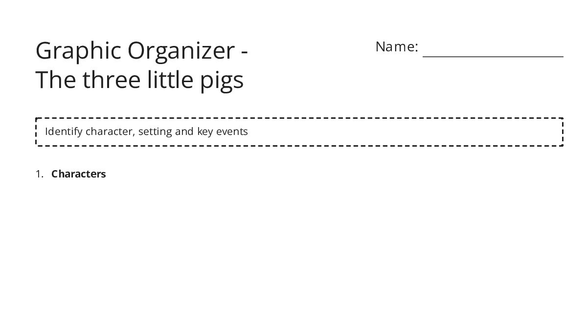 Graphic Organizer - The three little pigs - My Worksheet Maker: Create ...