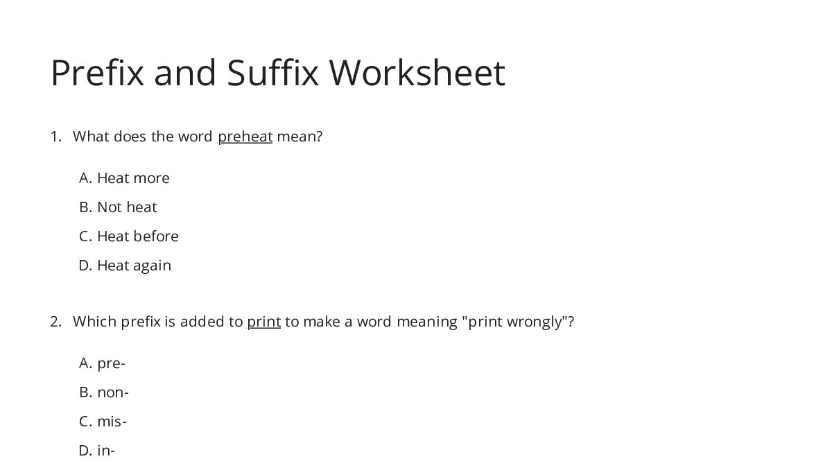 Prefix and Suffix Worksheet - My Worksheet Maker: Create Your Own ...