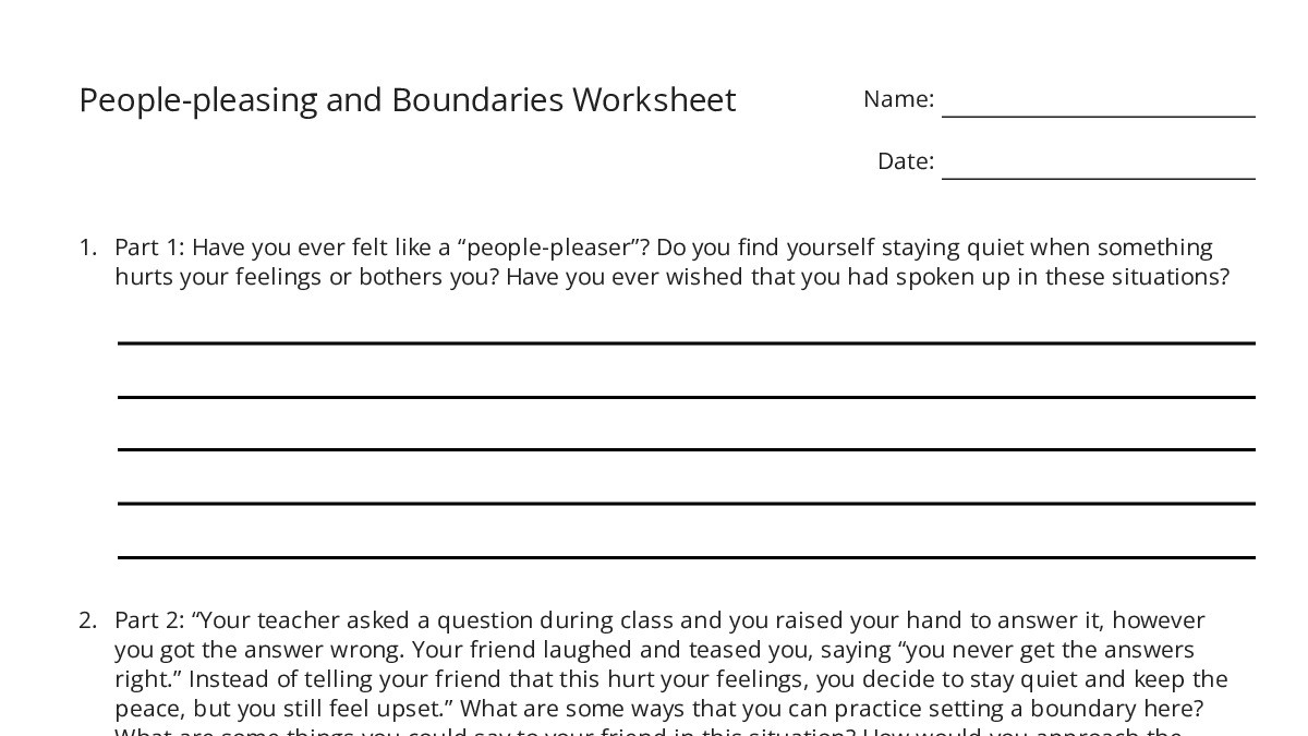 People-pleasing and Boundaries Worksheet - My Worksheet Maker: Create ...