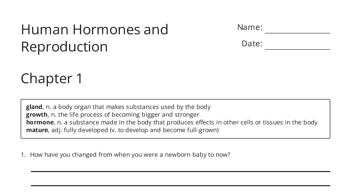 Human Hormones and Reproduction - My Worksheet Maker: Create Your Own ...