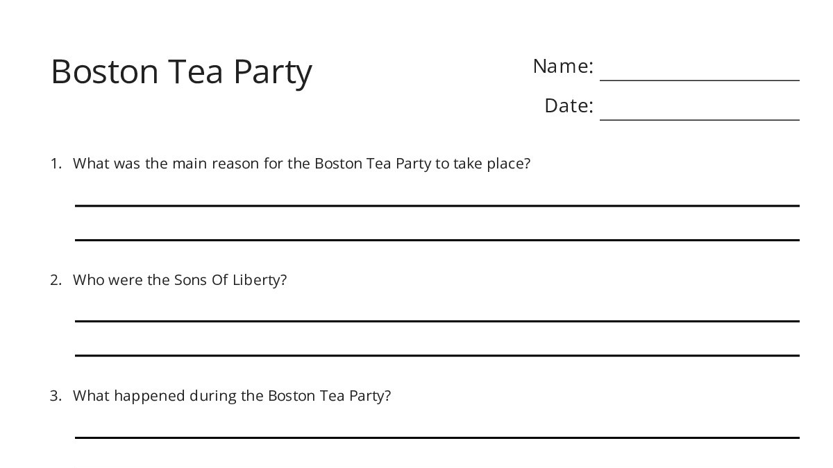 Boston Tea Party - My Worksheet Maker: Create Your Own Worksheets