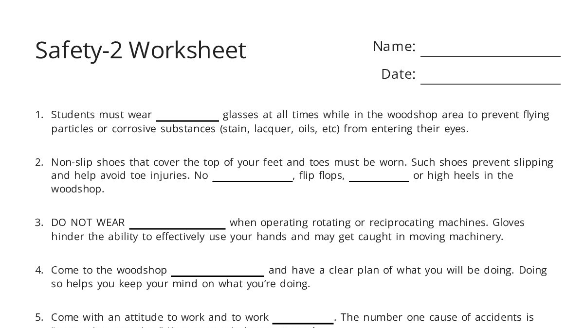 Safety-2 Worksheet - My Worksheet Maker: Create Your Own Worksheets