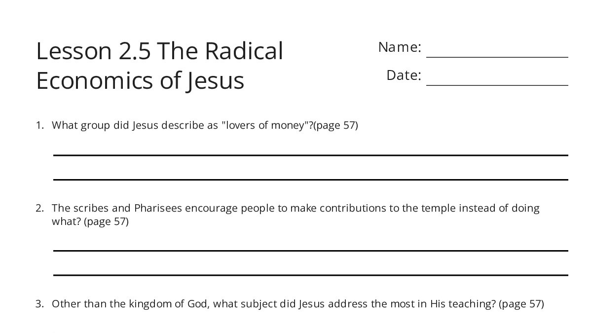 Lesson 2.5 The Radical Economics of Jesus - My Worksheet Maker: Create ...