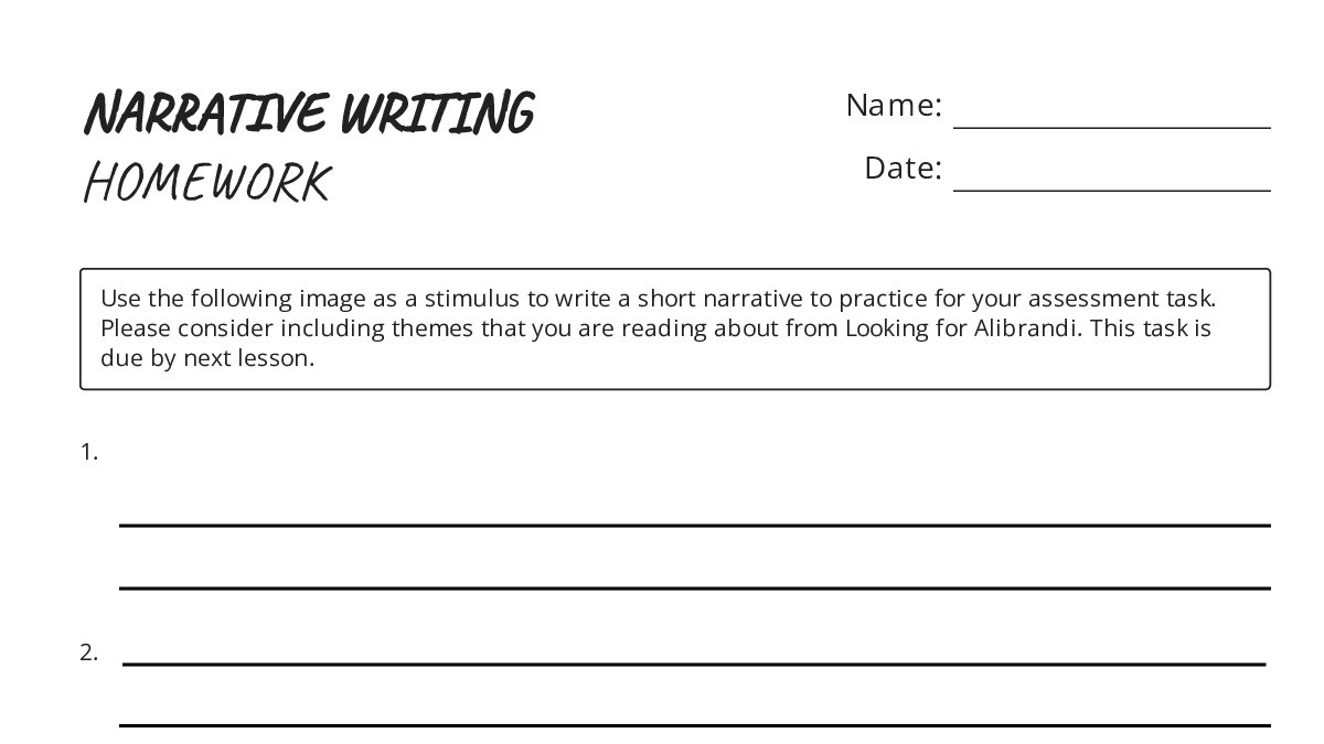 NARRATIVE WRITING ﻿﻿HOMEWORK - My Worksheet Maker: Create Your Own ...