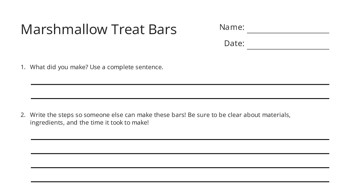 Marshmallow Treat Bars - My Worksheet Maker: Create Your Own Worksheets