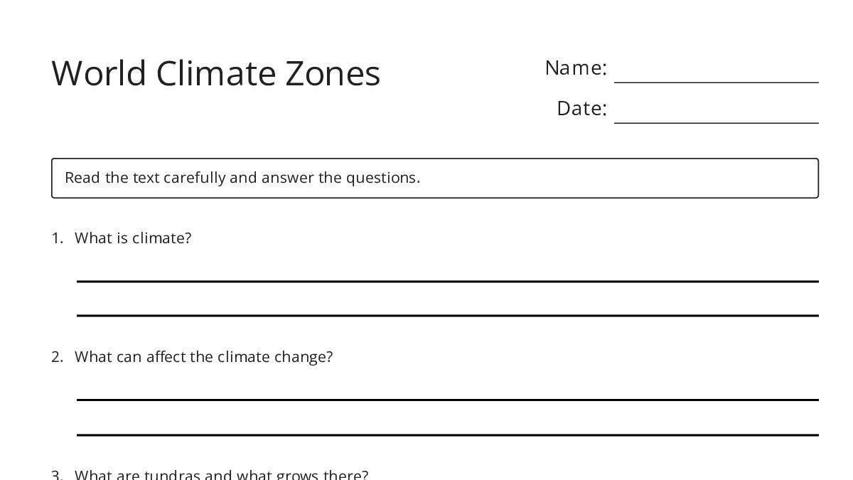 World Climate Zones - My Worksheet Maker: Create Your Own Worksheets