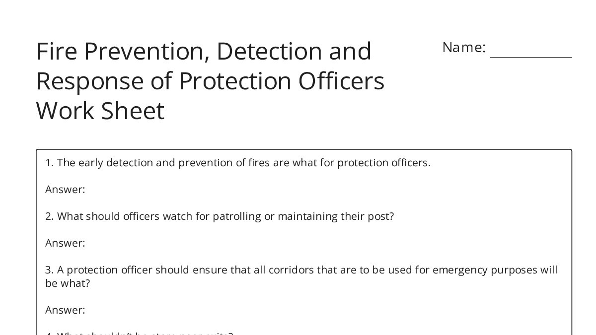 Fire Prevention, Detection and Response of Protection Officers Work ...