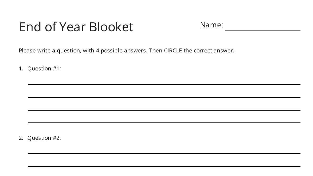 End of Year Blooket - My Worksheet Maker: Create Your Own Worksheets