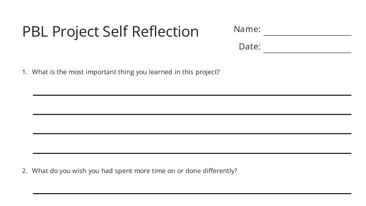 PBL Project Self Reflection - My Worksheet Maker: Create Your Own ...