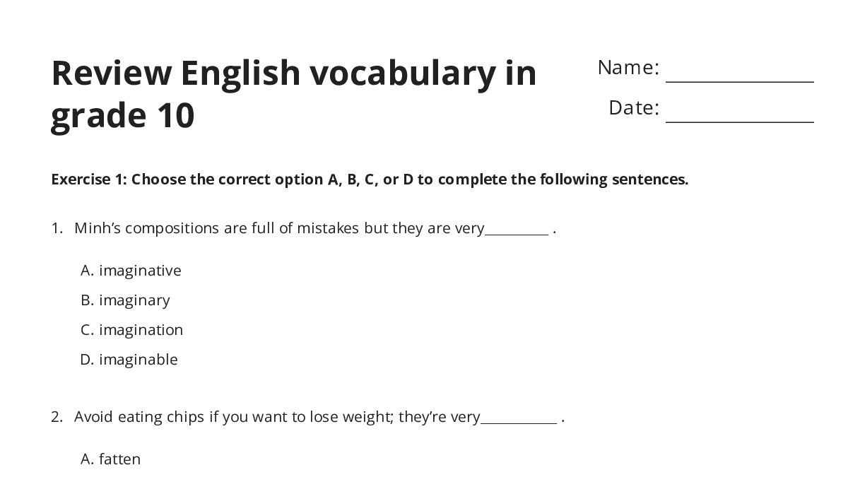 Review English vocabulary in grade 10﻿﻿﻿﻿﻿﻿ - My Worksheet Maker ...
