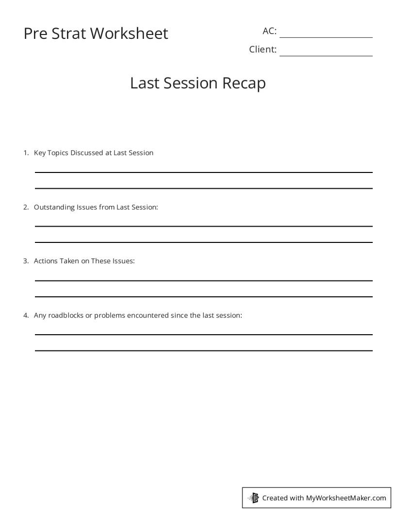 Pre Strat Worksheet - My Worksheet Maker: Create Your Own Worksheets