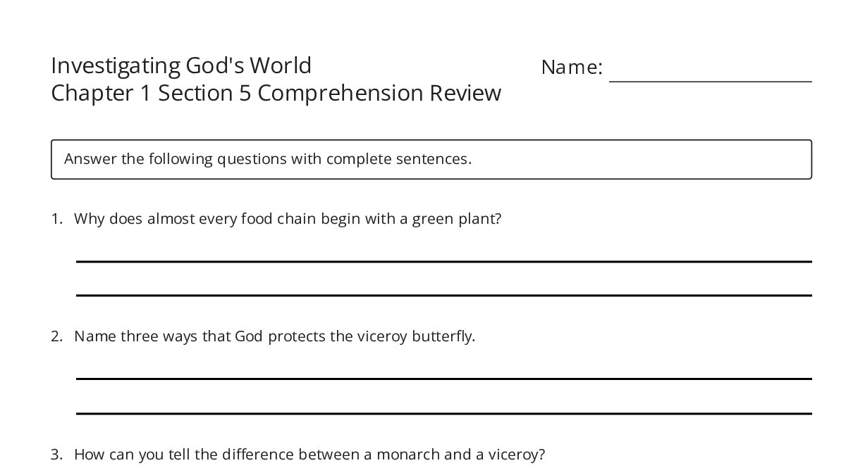 Investigating God's World Chapter 1 Section 5 Comprehension Review - My ...