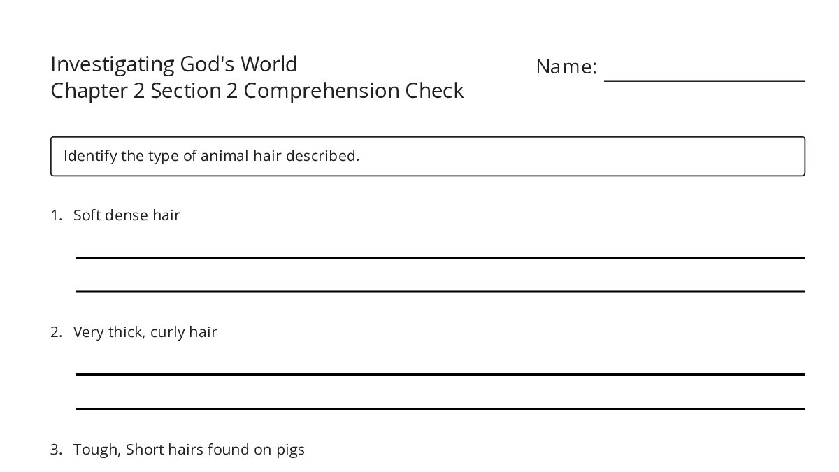 Investigating God's World Chapter 2 Section 2 Comprehension Check - My ...