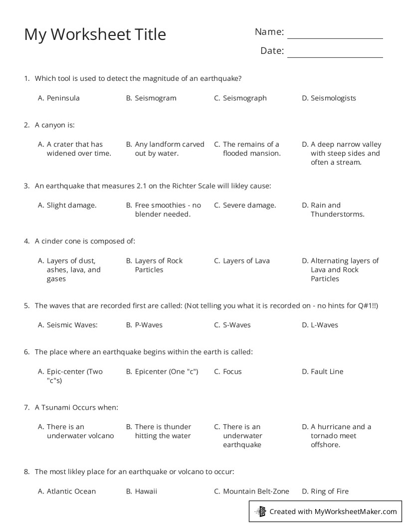 My Worksheet Title - My Worksheet Maker: Create Your Own Worksheets