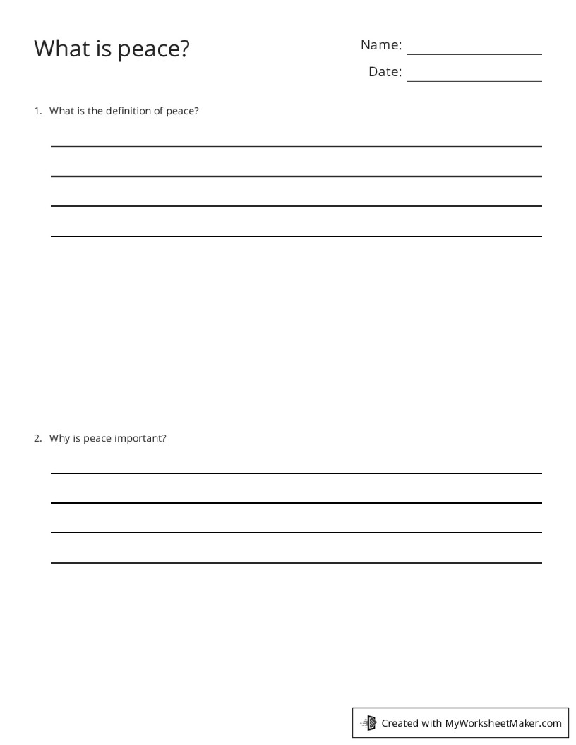 What is peace?﻿ - My Worksheet Maker: Create Your Own Worksheets
