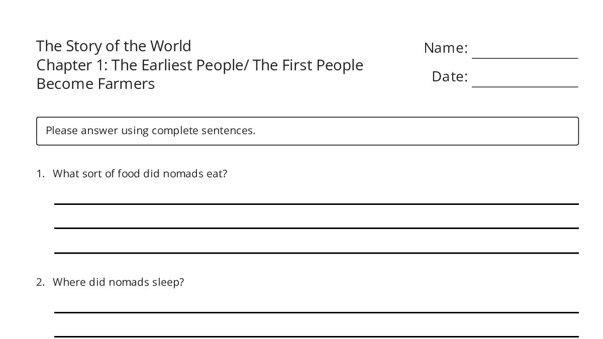 The Story of the World Chapter 1: The Earliest People/ The First People ...