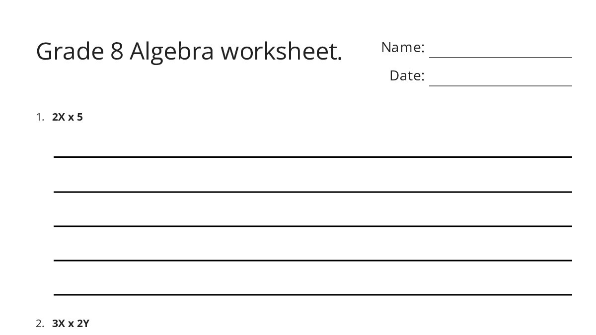 Grade 8 Algebra worksheet. - My Worksheet Maker: Create Your Own Worksheets