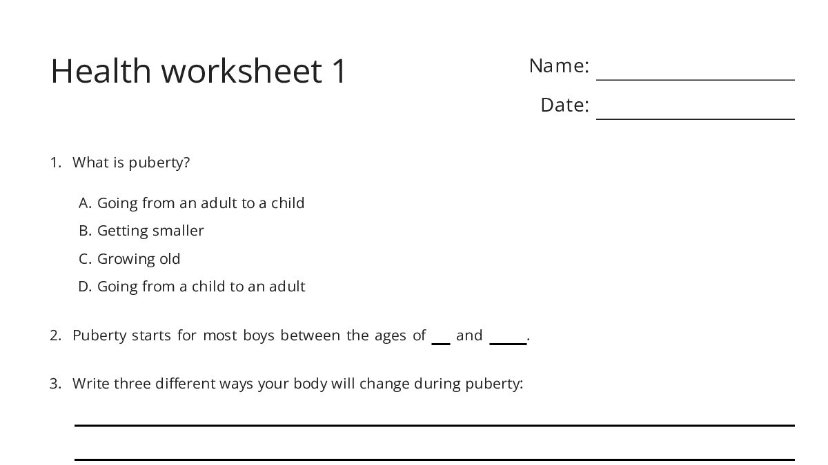 Health worksheet 1 - My Worksheet Maker: Create Your Own Worksheets