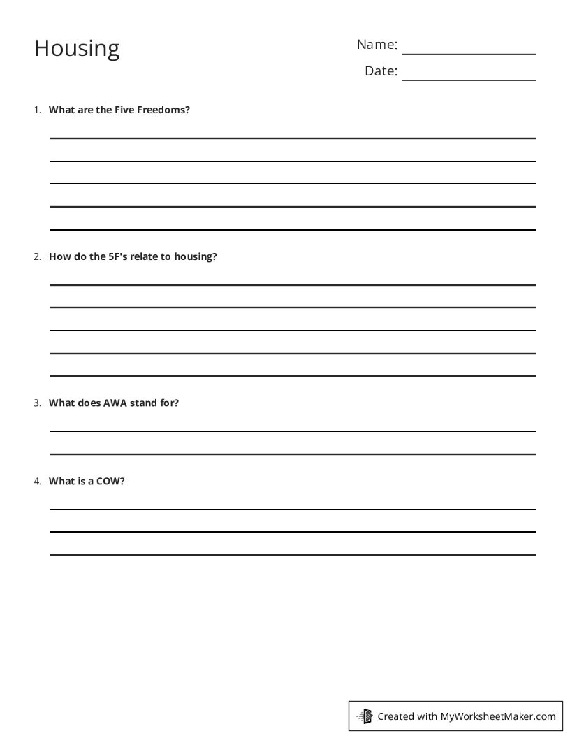 Housing - My Worksheet Maker: Create Your Own Worksheets