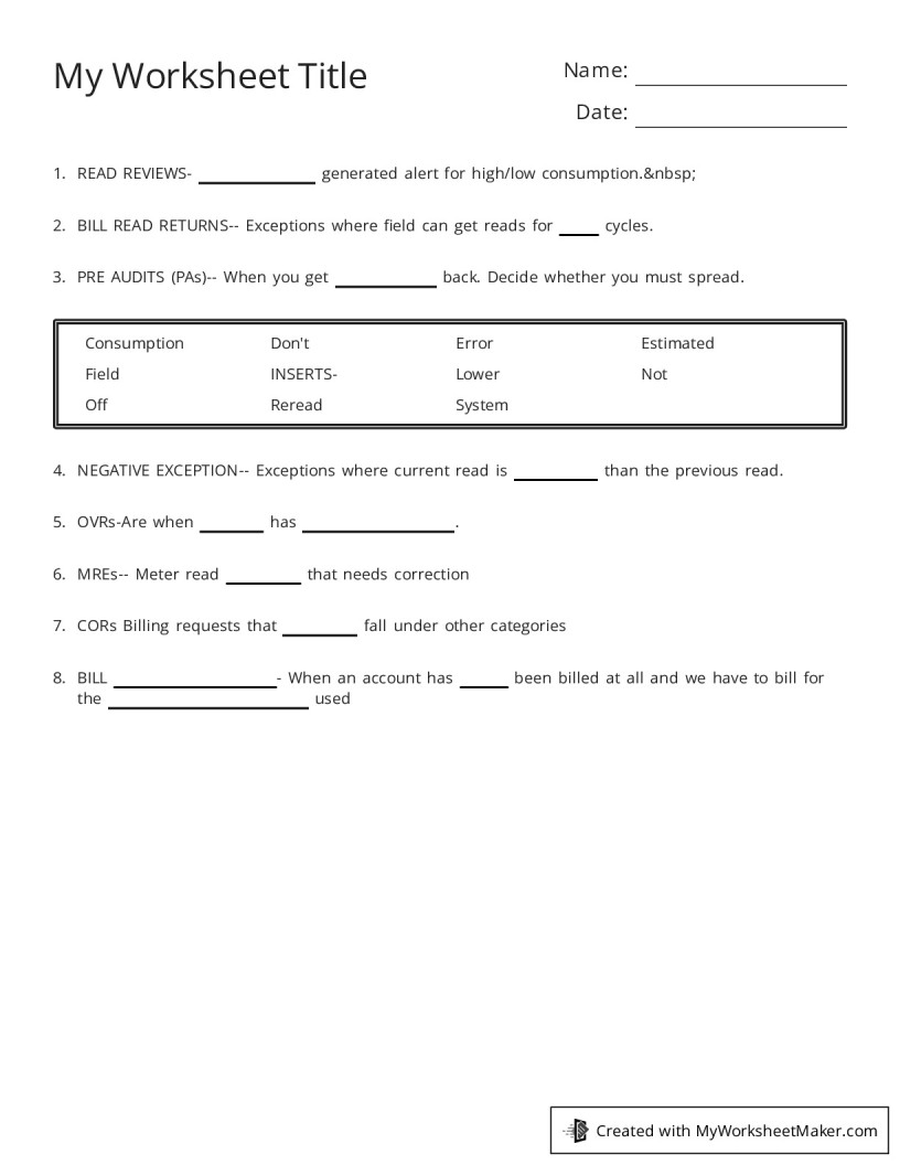My Worksheet Title - My Worksheet Maker: Create Your Own Worksheets