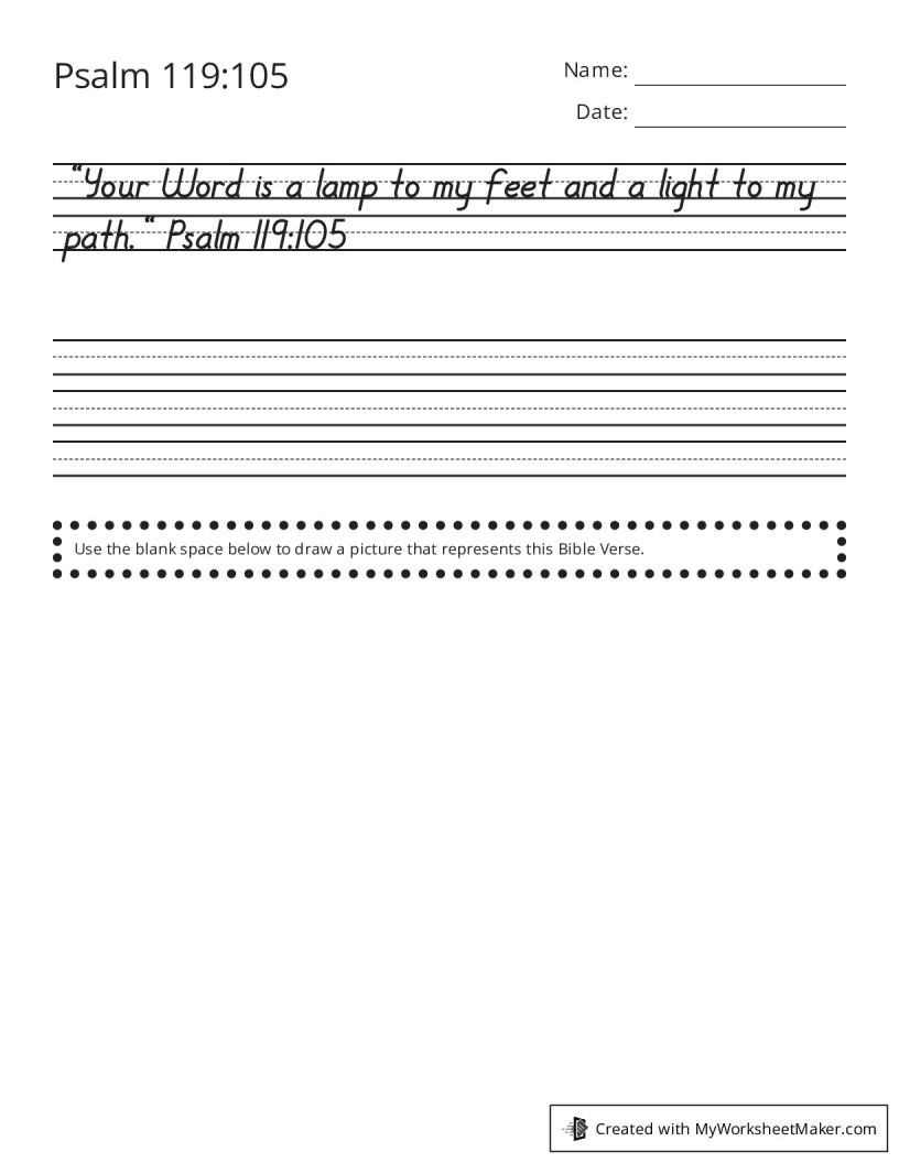 Psalm 119:105 - My Worksheet Maker: Create Your Own Worksheets