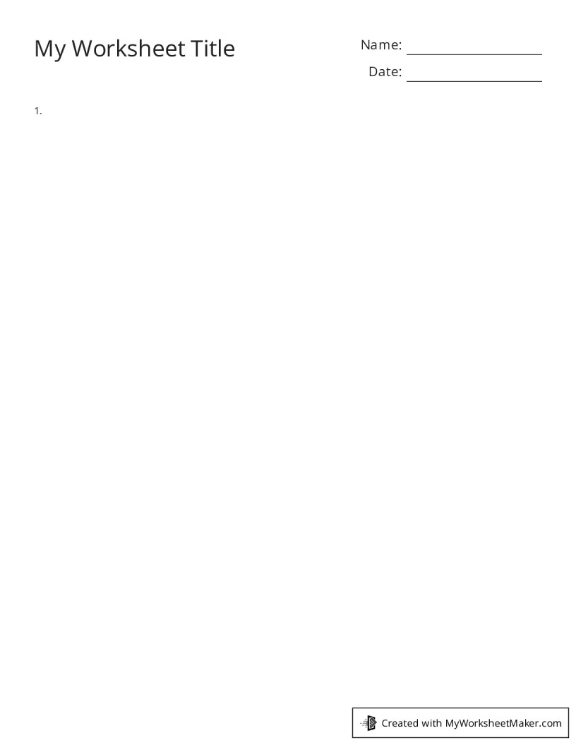 My Worksheet Title - My Worksheet Maker: Create Your Own Worksheets