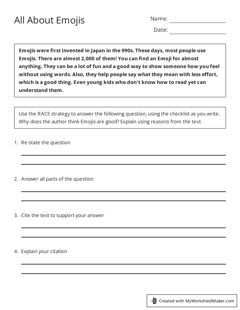 All About Emojis - My Worksheet Maker: Create Your Own Worksheets