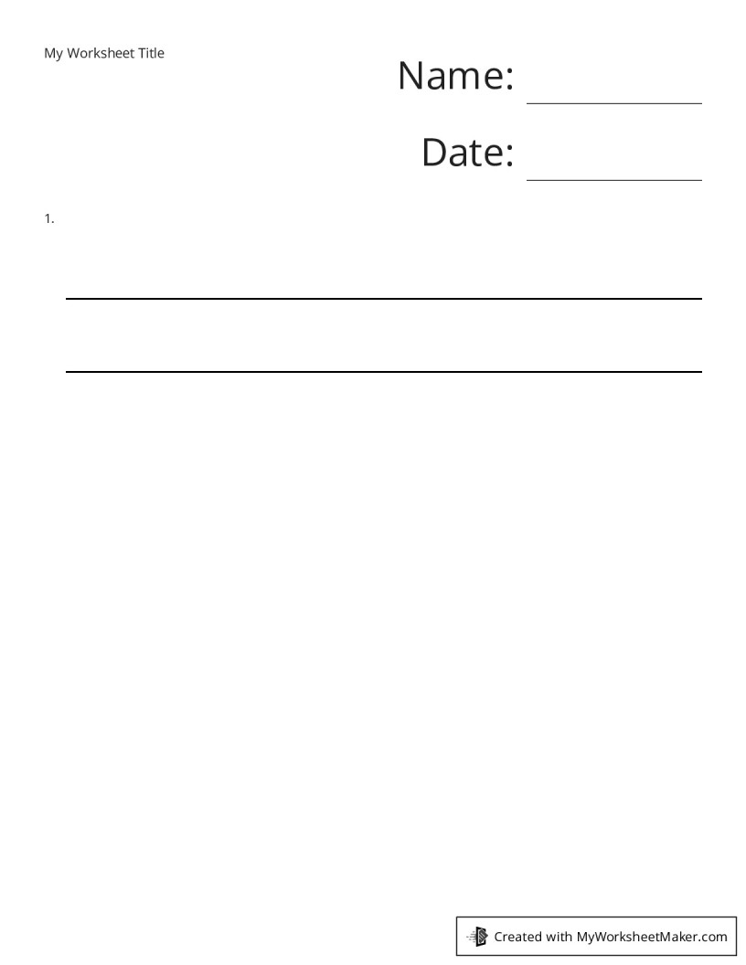 My Worksheet Title - My Worksheet Maker: Create Your Own Worksheets