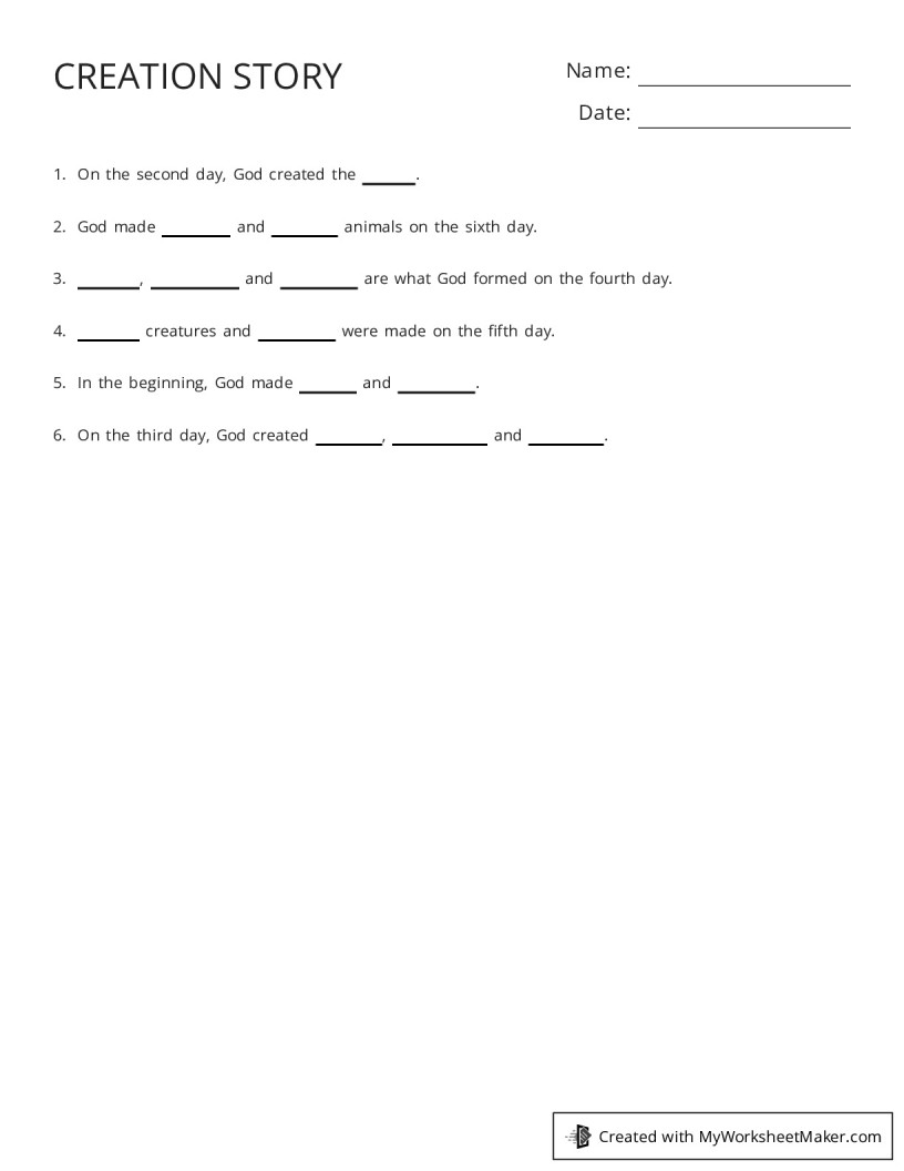 CREATION STORY - My Worksheet Maker: Create Your Own Worksheets