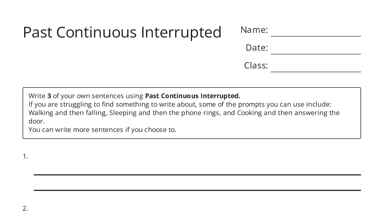 Past Continuous Interrupted - My Worksheet Maker: Create Your Own ...