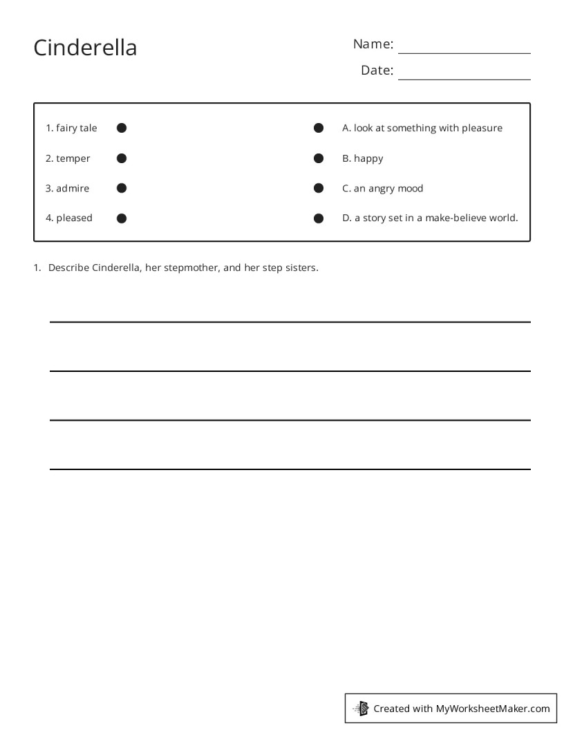 Cinderella - My Worksheet Maker: Create Your Own Worksheets