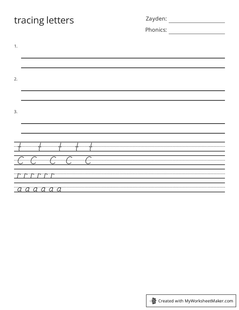 tracing letters - My Worksheet Maker: Create Your Own Worksheets