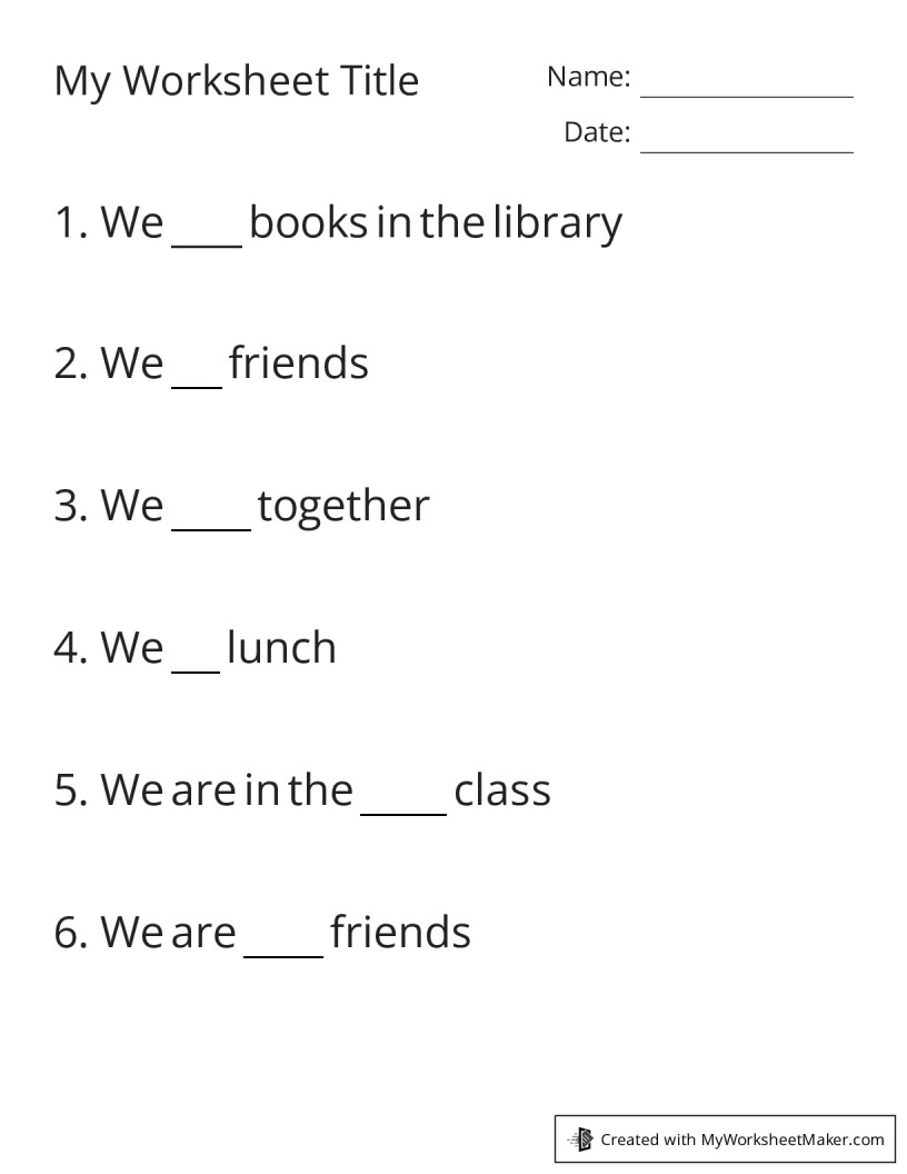 My Worksheet Title - My Worksheet Maker: Create Your Own Worksheets