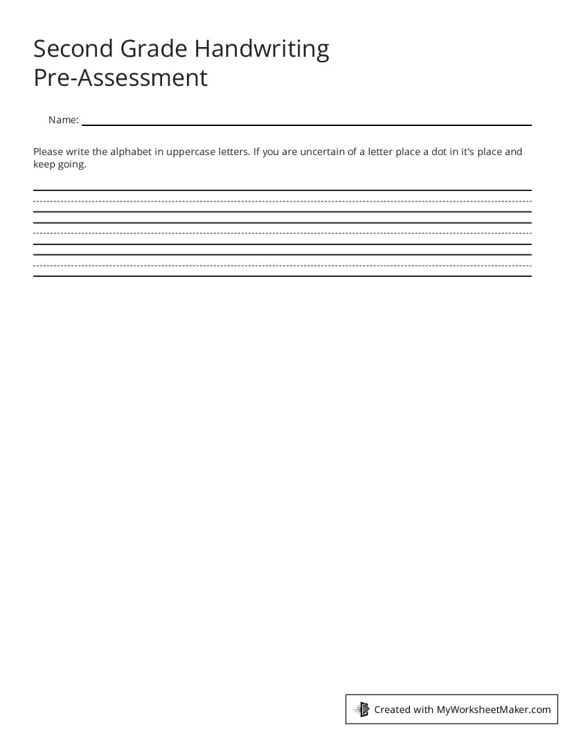 Second Grade Handwriting Pre-Assessment - My Worksheet Maker: Create ...